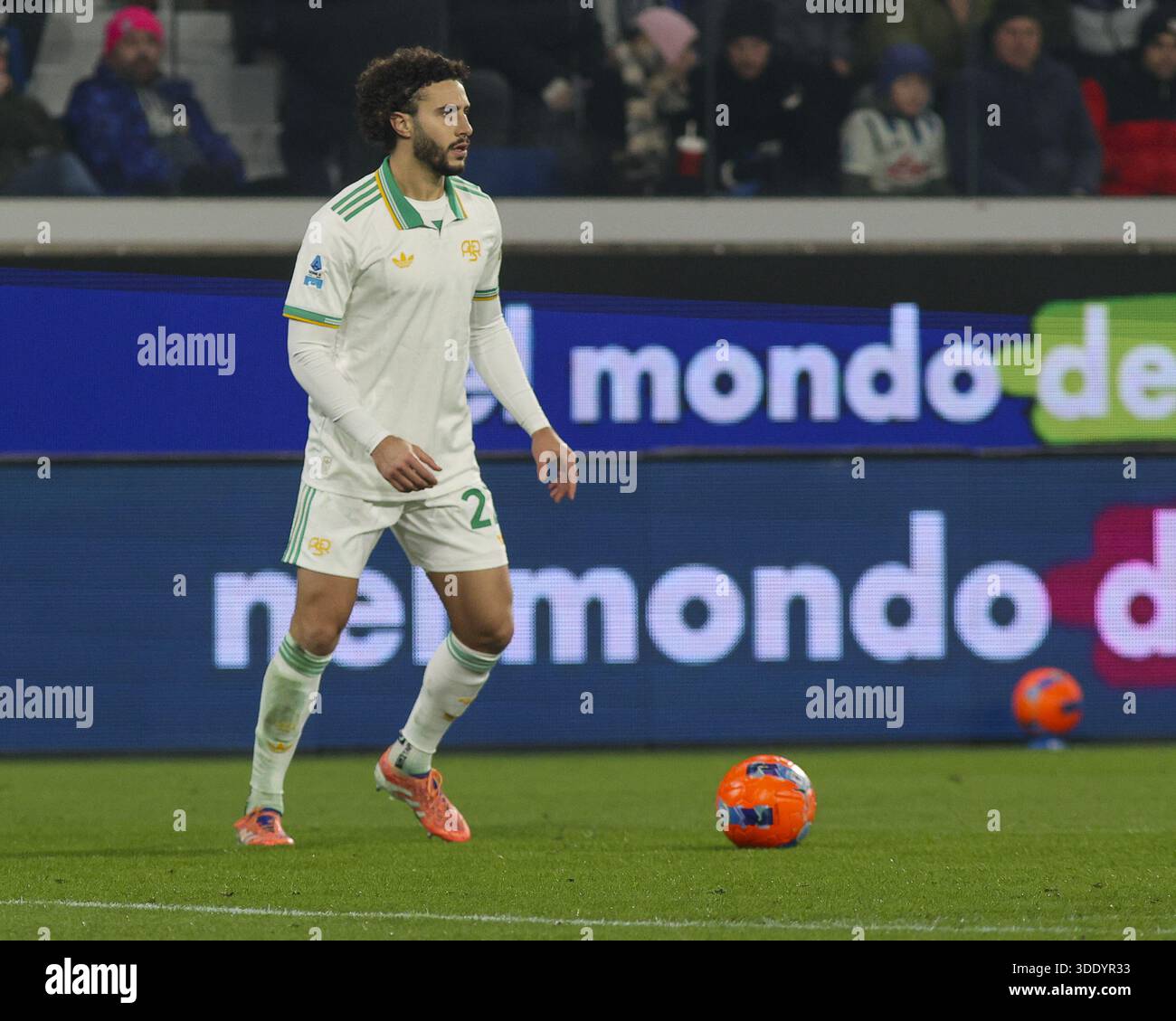 Mario Hermoso of AS Roma play the ball during Atalanta BC vs AS Roma ...