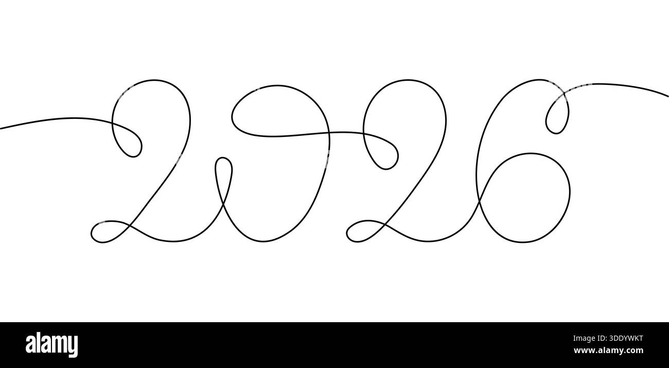 2026 one continuous line Stock Vector Images - Alamy