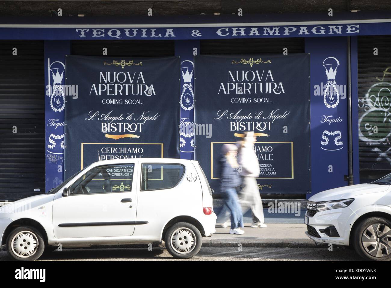 Milan, facade of the former Gintoneria privè of Davide Lacerenza, a ...
