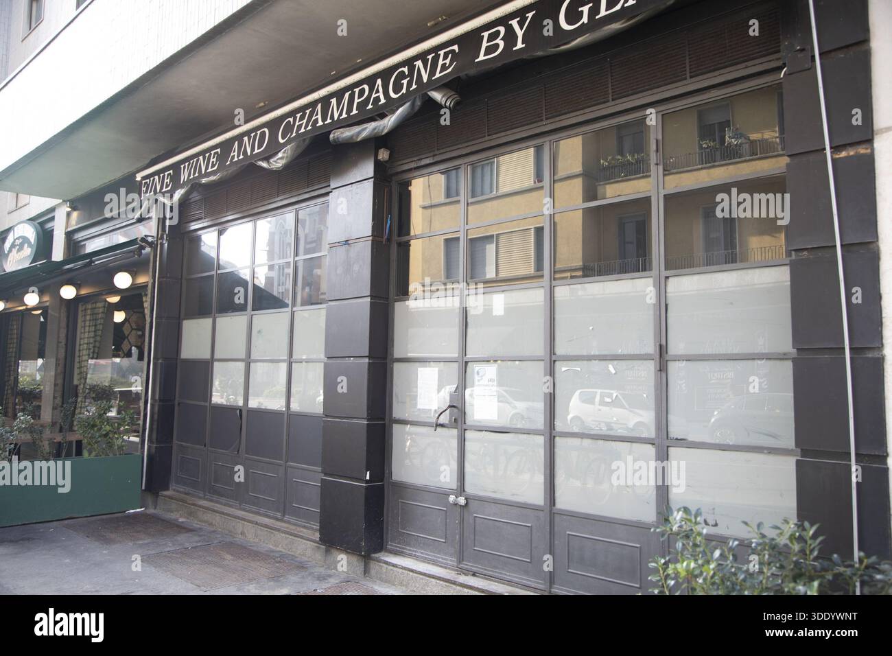 Milan, facade of the former Gintoneria privè of Davide Lacerenza, a ...