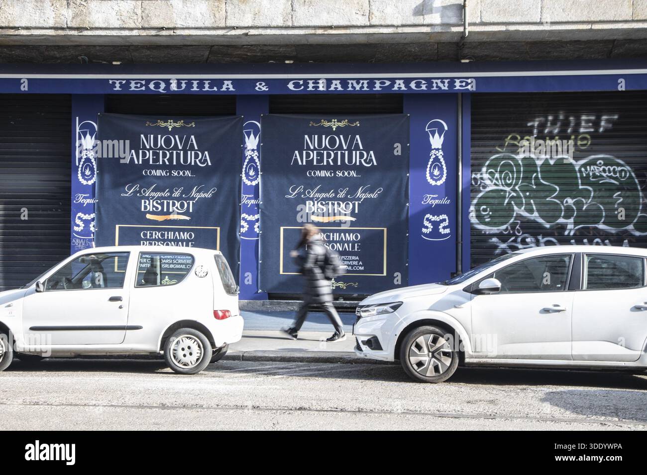 Milan, facade of the former Gintoneria privè of Davide Lacerenza, a ...