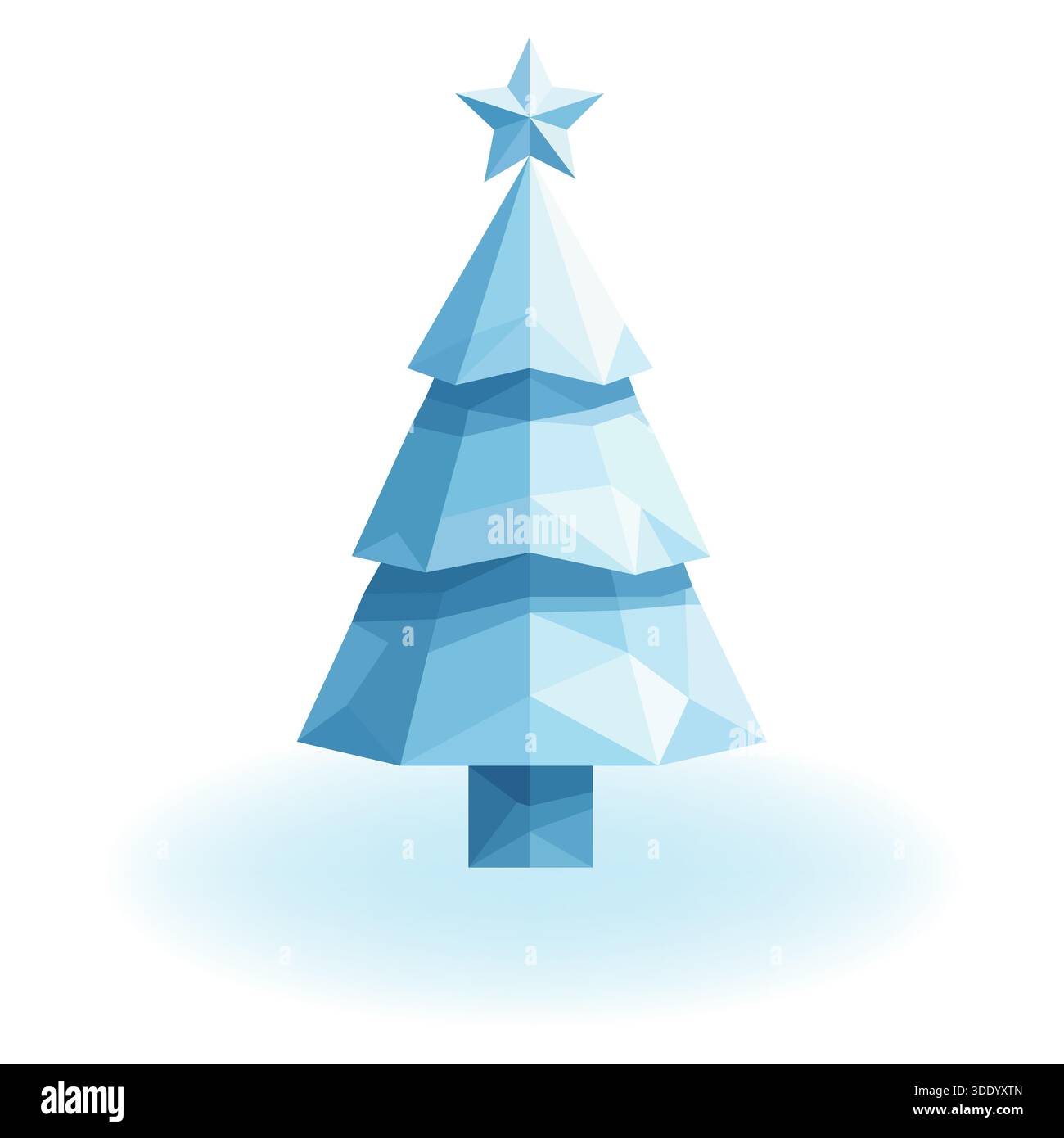 Low poly blue Christmas tree icon with star topper and geometric style ...