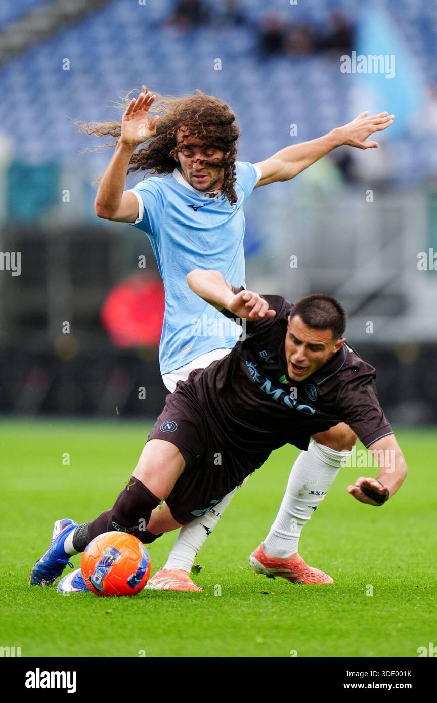 Scott McTominay of SSC Napoli and Matteo Cancellieri of SS Lazio ...