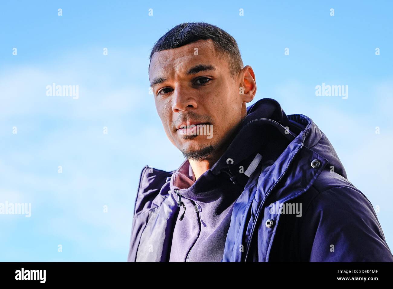 Kayden Jackson of Derby County arrives at the stadium prior to kick off ...