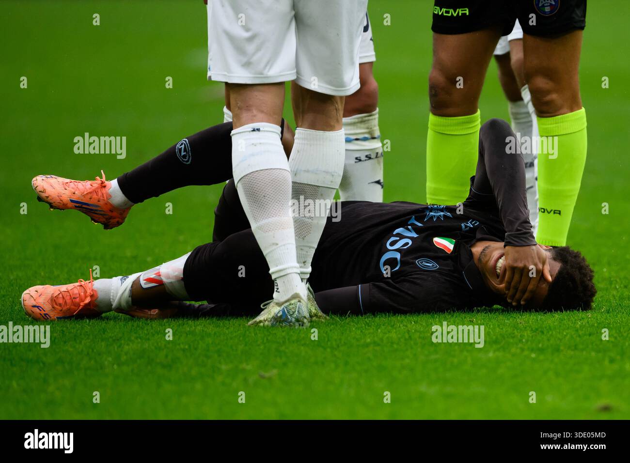 David Neres of SSC Napoli injured during the Serie A 2025/2026 football ...