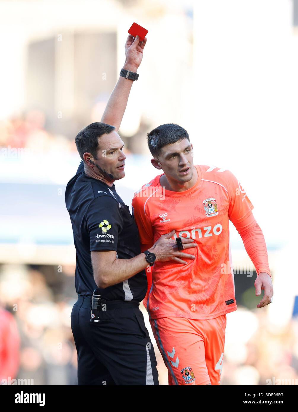 Coventry City's Bobby Thomas has been sent off during the Sky Bet ...