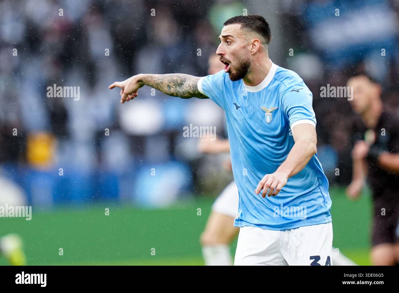 Mario Gila of SS Lazio gestures during the serie Serie A Enilive match ...