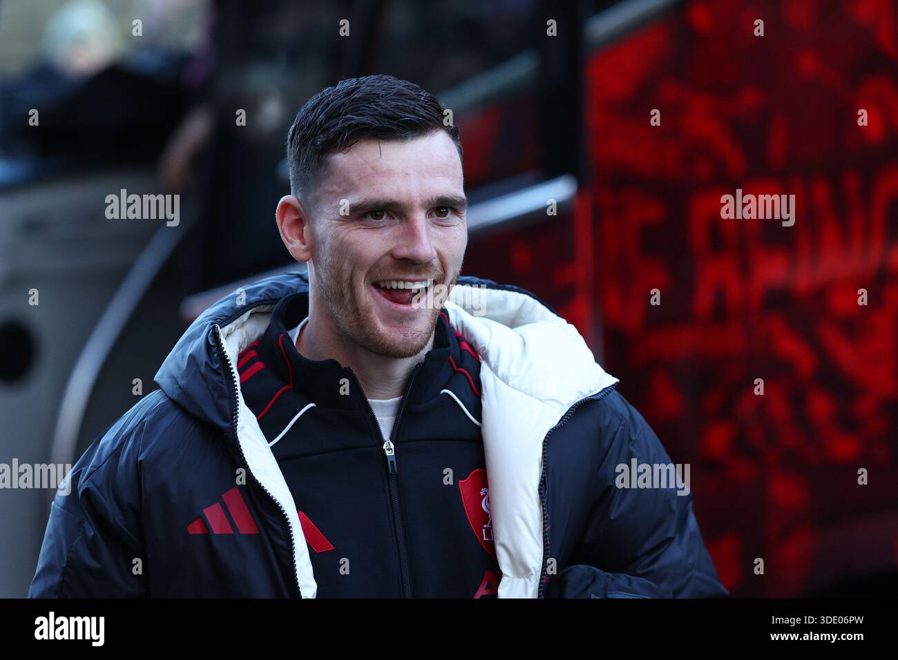 LONDON, UK - 4th Jan 2026: Andy Robertson of Liverpool arrives ahead of ...