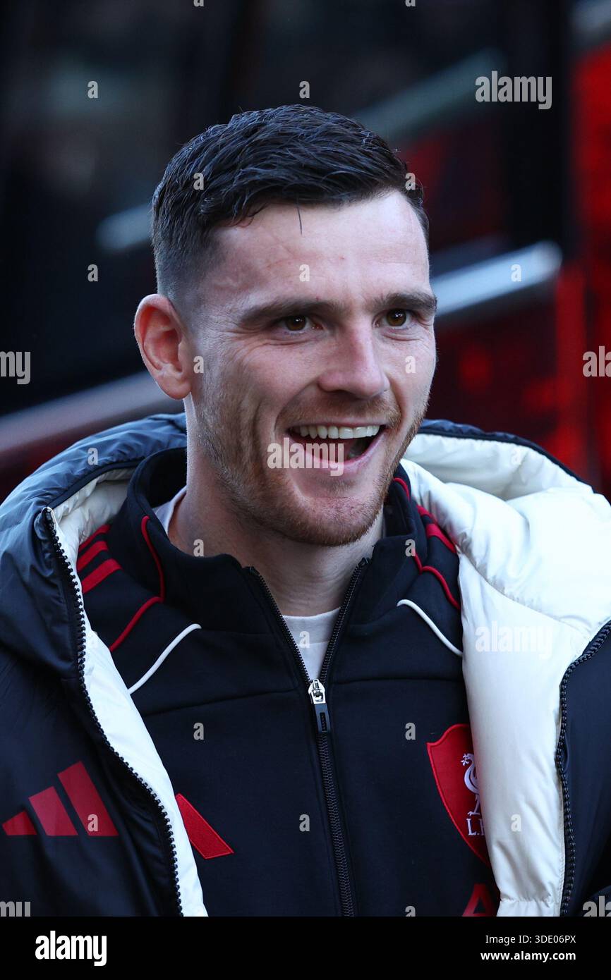 LONDON, UK - 4th Jan 2026: Andy Robertson of Liverpool arrives ahead of ...