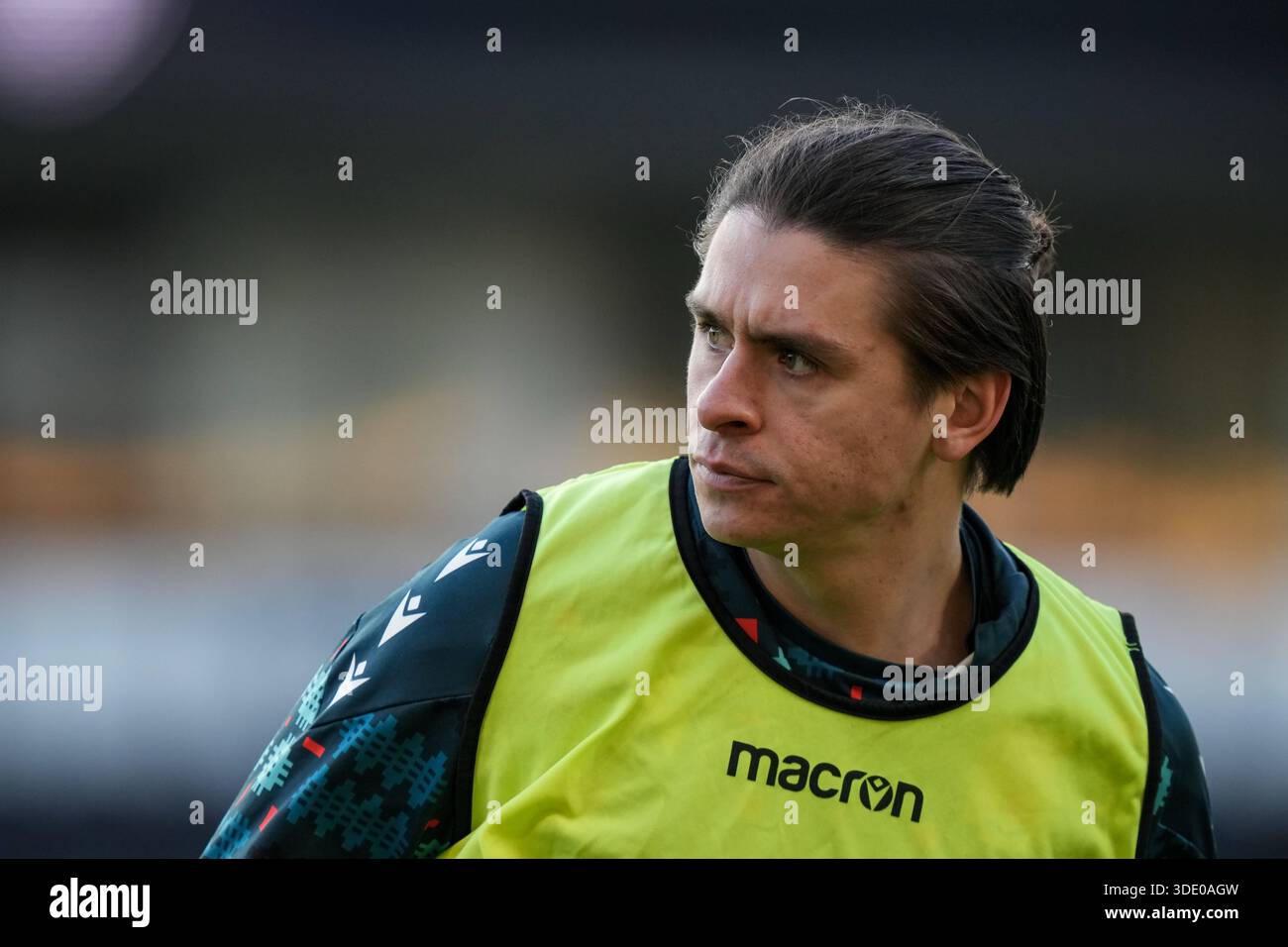 George Dobson of Wrexham in the pregame warmup session during the Sky ...