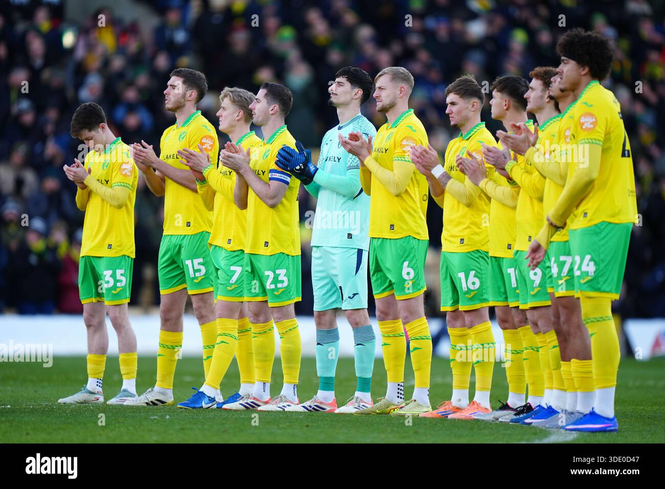 Norwich players during a minute applause before the Sky Bet ...