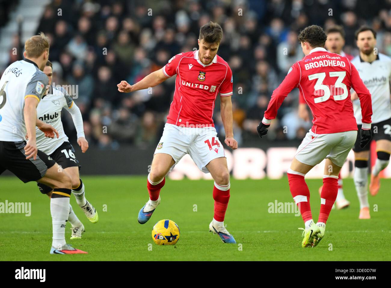 George Thomason of Wrexham in action during the Sky Bet Championship ...