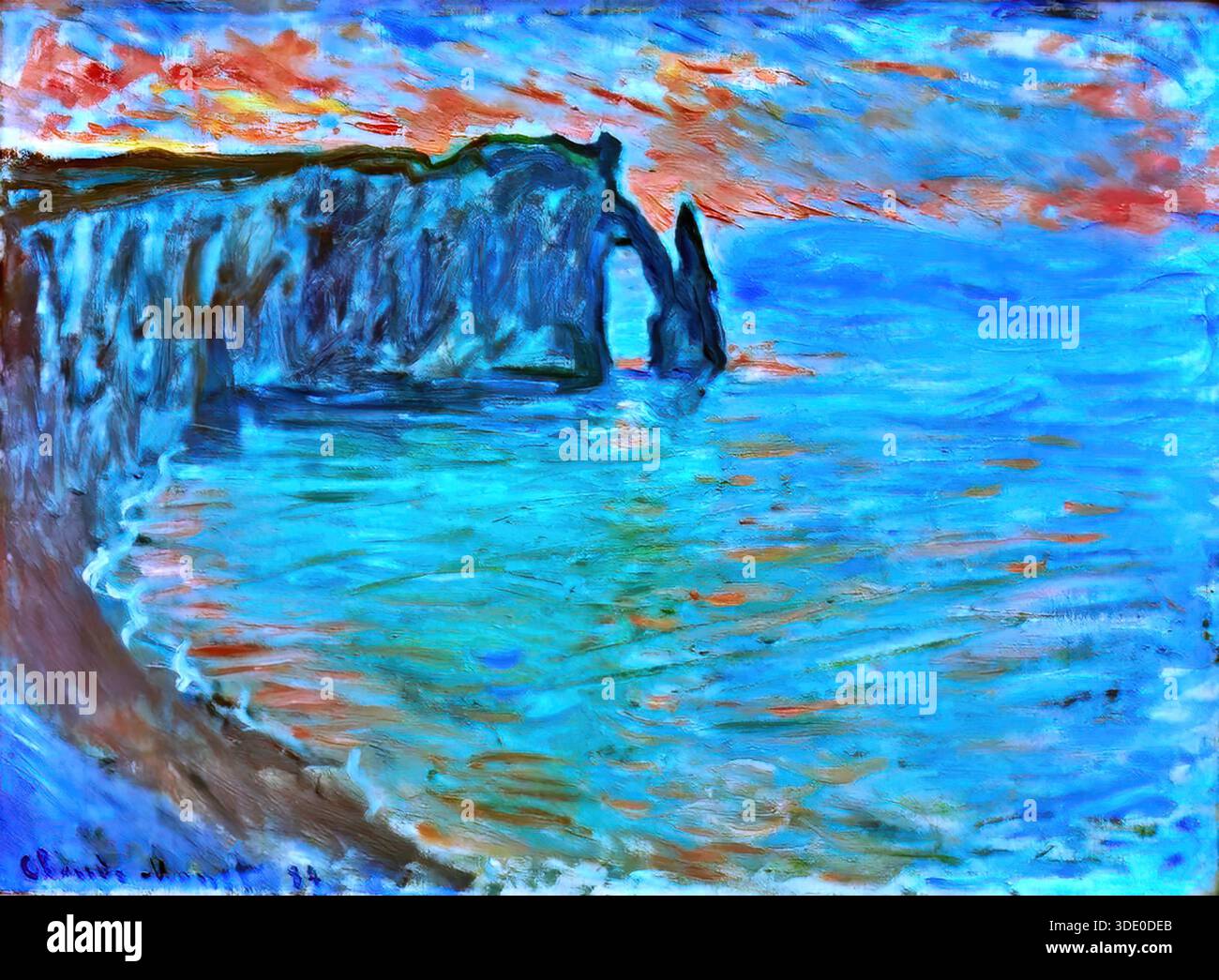 La Falaise dAval with the Porte and the Needle, 1884, Claude Monet ...