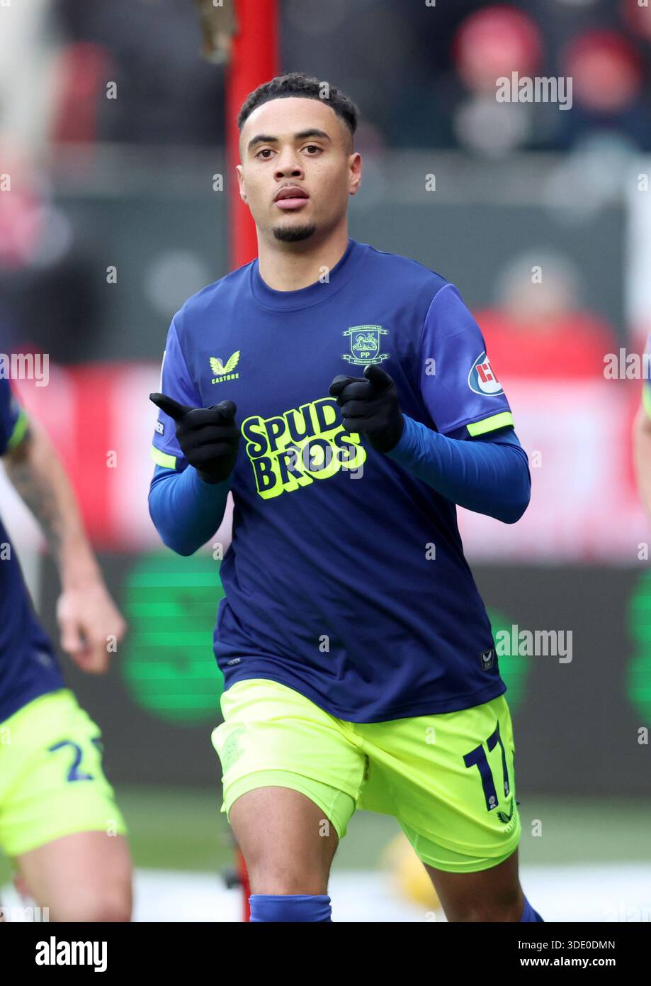 Preston North End's Lewis Dobbin celebrates scoring their side's first ...