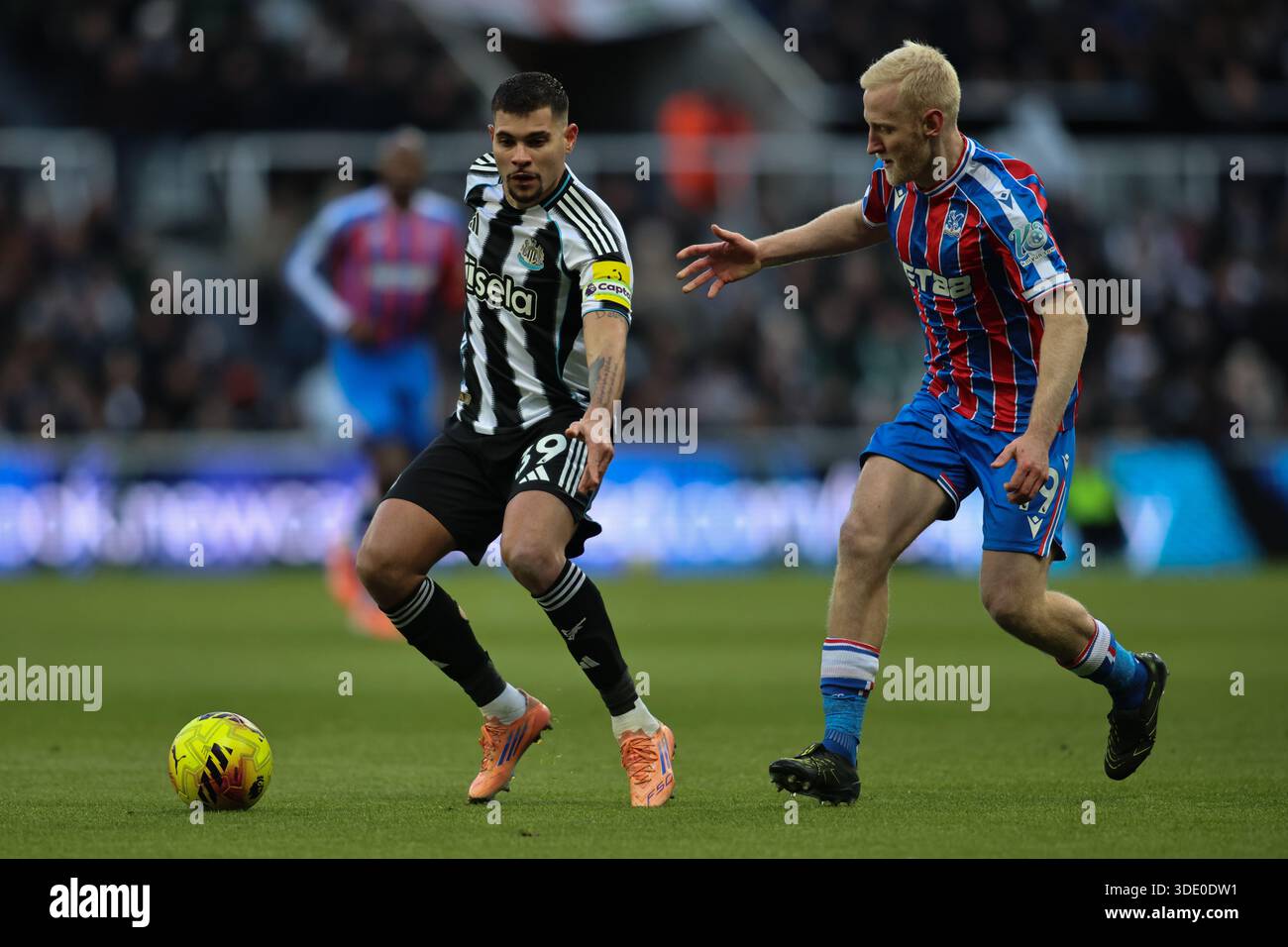 Bruno Guimarães Of Newcastle United is pressed by Will Hughes of ...