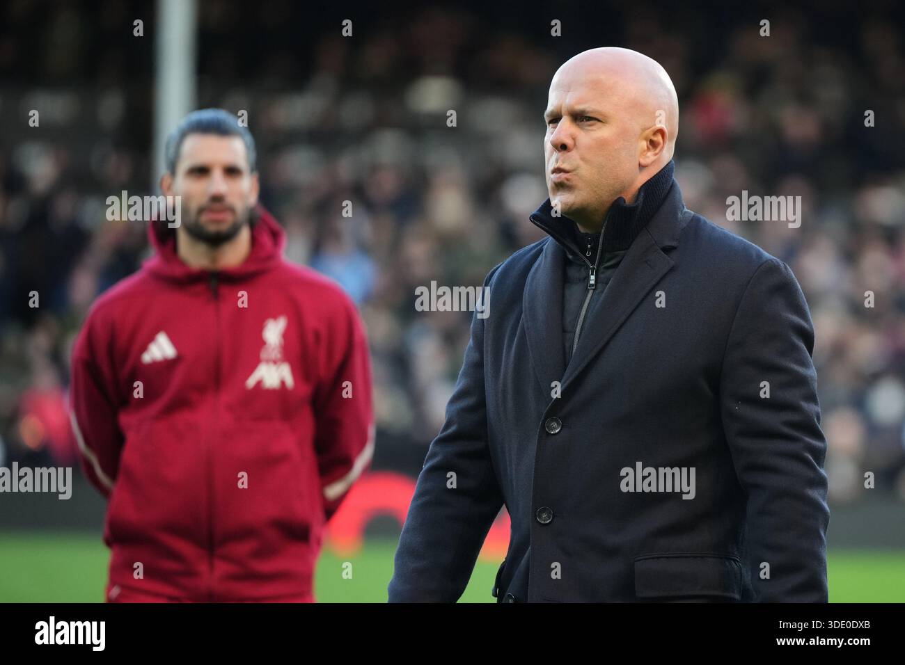 Liverpool's manager Arne Slot walks on the pitch before the English ...