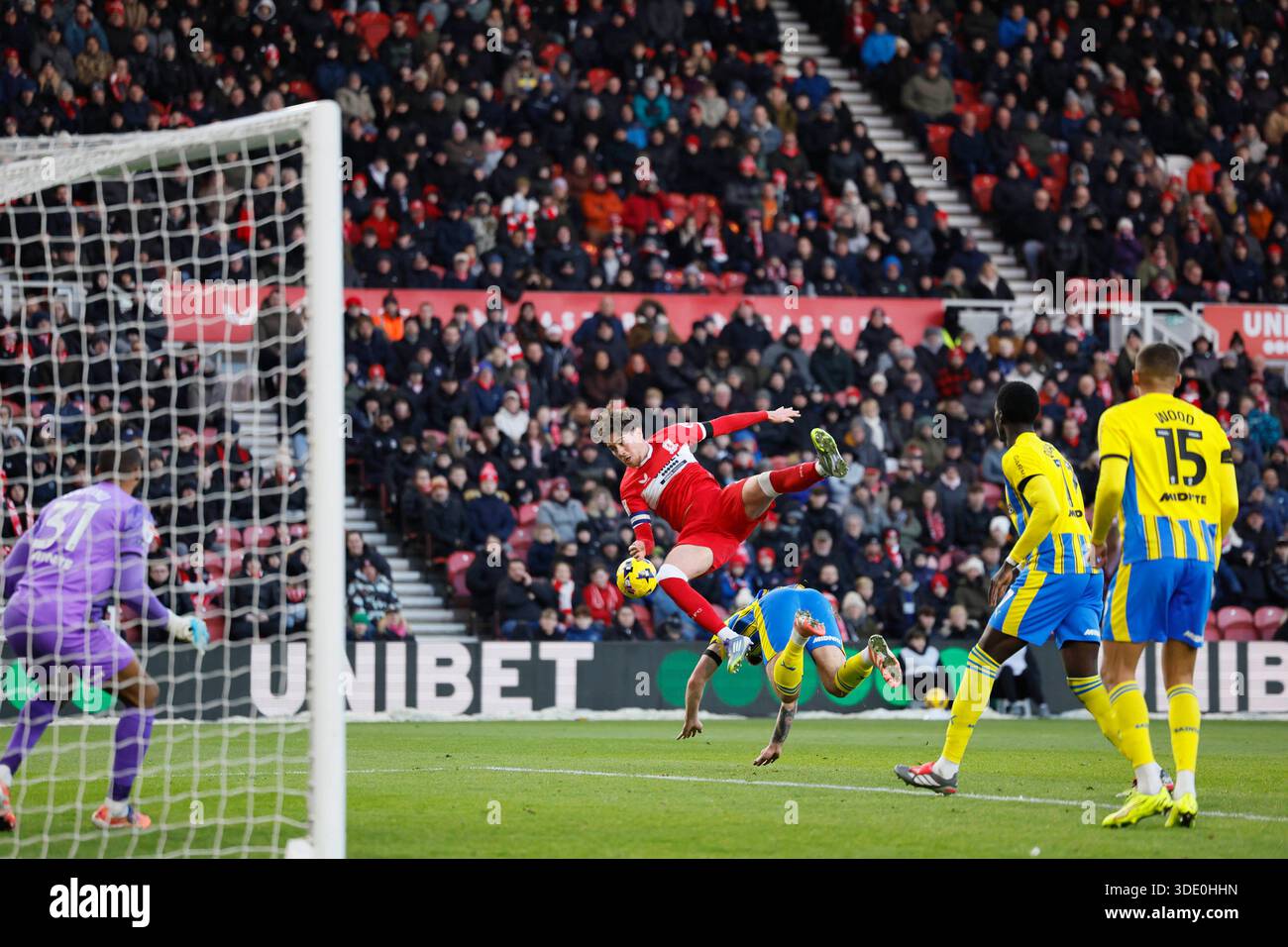 Middlesbrough's Hayden Hackney (centre left) is fouled by Southampton's ...