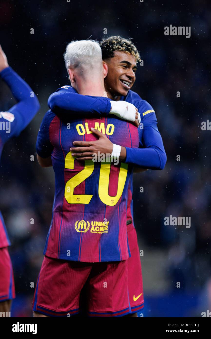 Barcelona, Spain. 3rd January, 2026. Lamine Yamal and Olmo celebrate ...