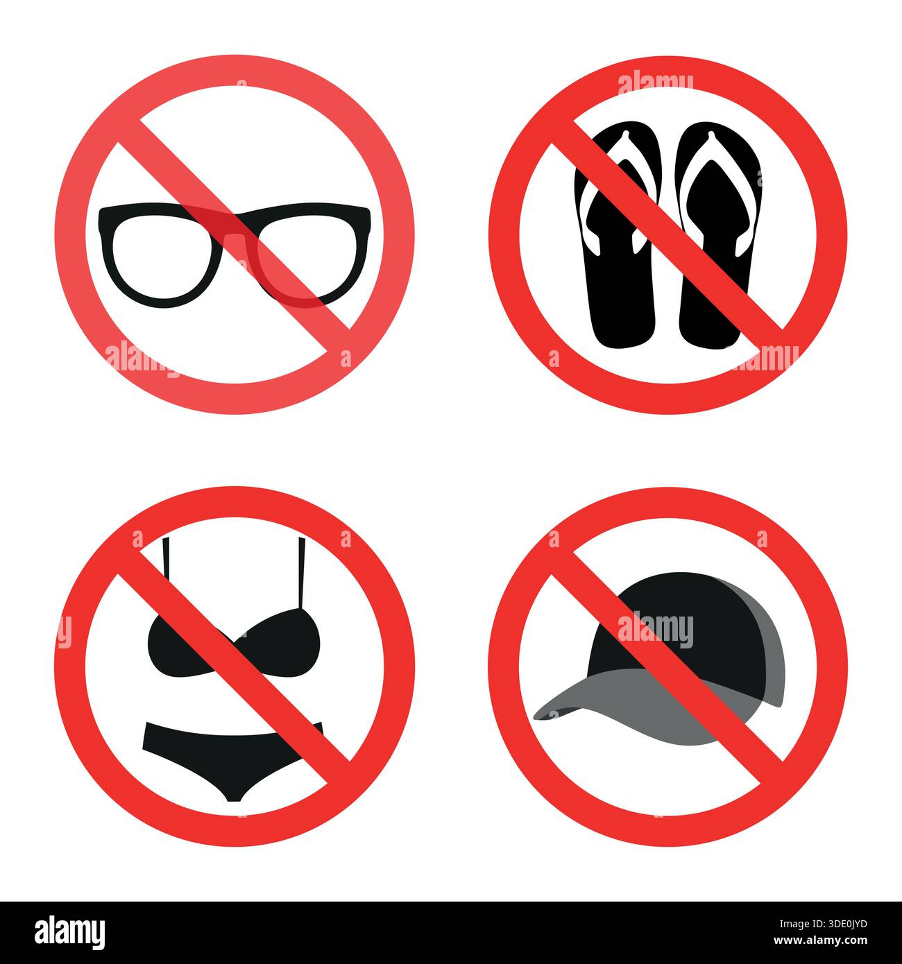 a set of prohibition signs in the crossed out red circle cannot be ...