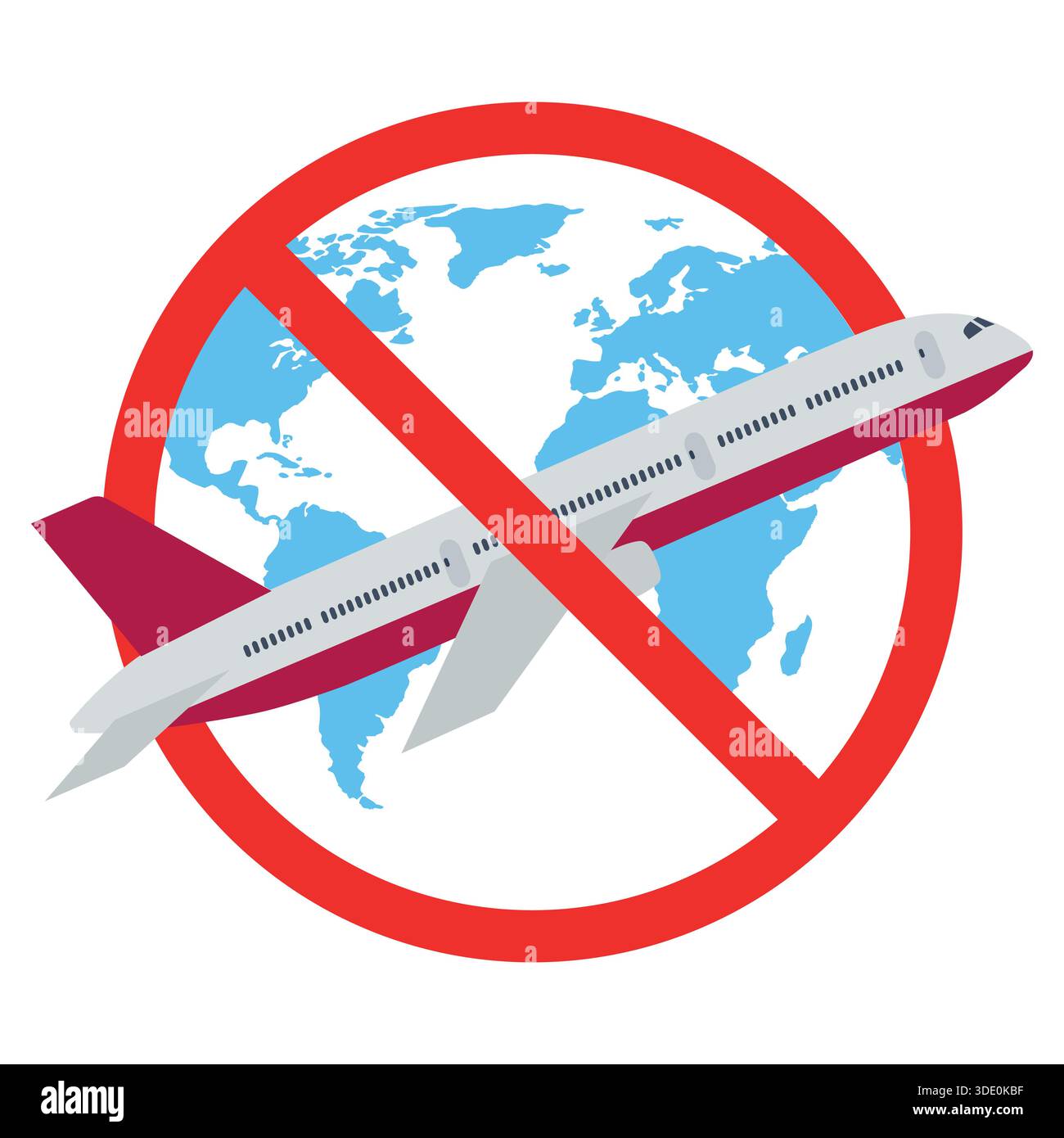 no airplane sign in red crossed circle with globe Stock Vector Image ...
