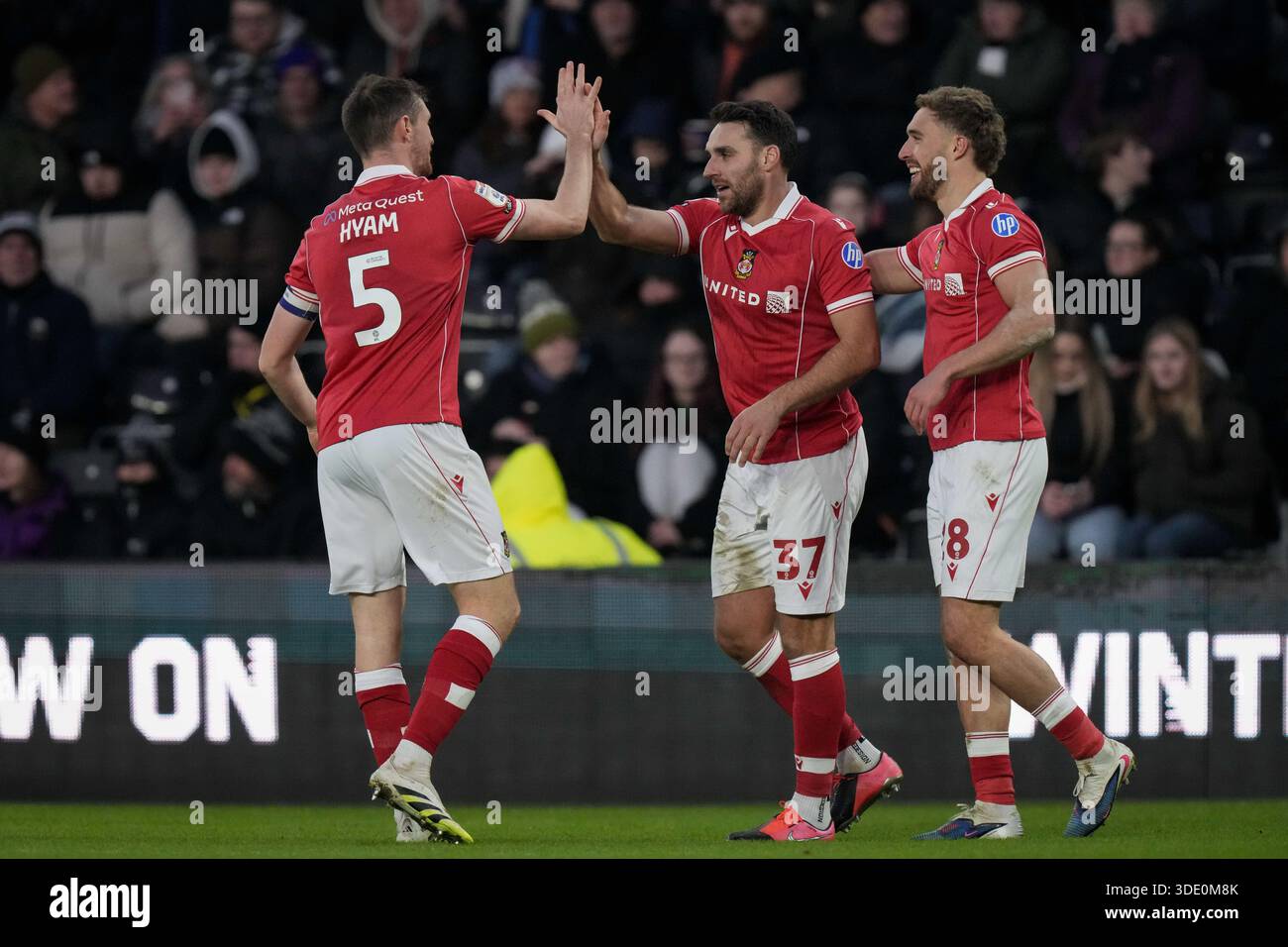 Matthew James of Wrexham celebrates his goal to make it 1-2 with ...
