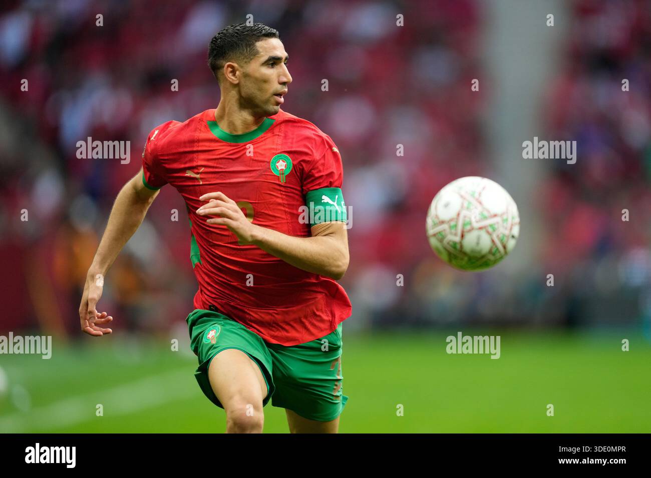 Morocco's Achraf Hakimi runs with the ball during the Africa Cup of ...