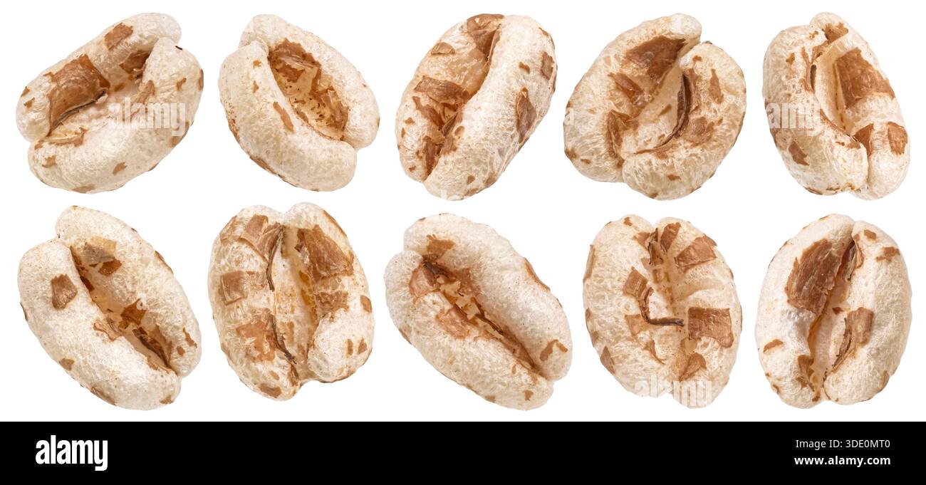 Puffed wheat isolated on white background, cereal breakfast grains ...