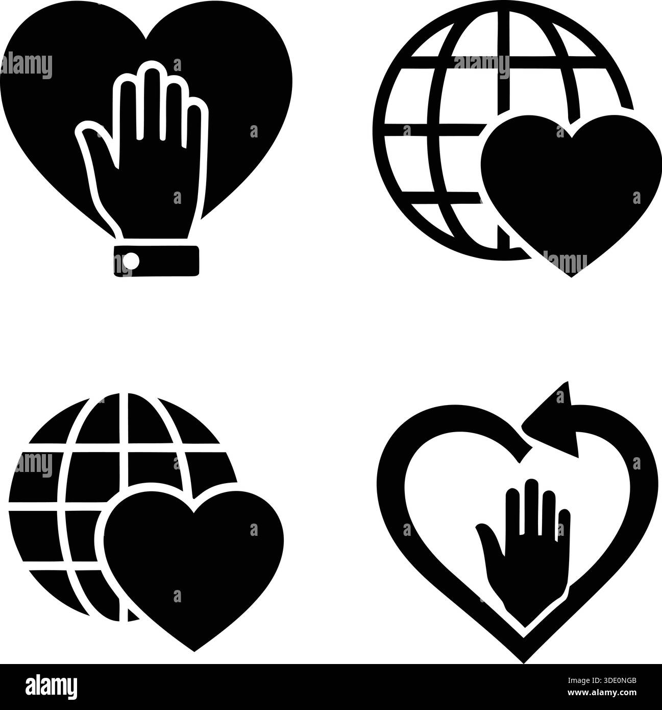 Compassion icon on white Black and White Stock Photos & Images - Alamy