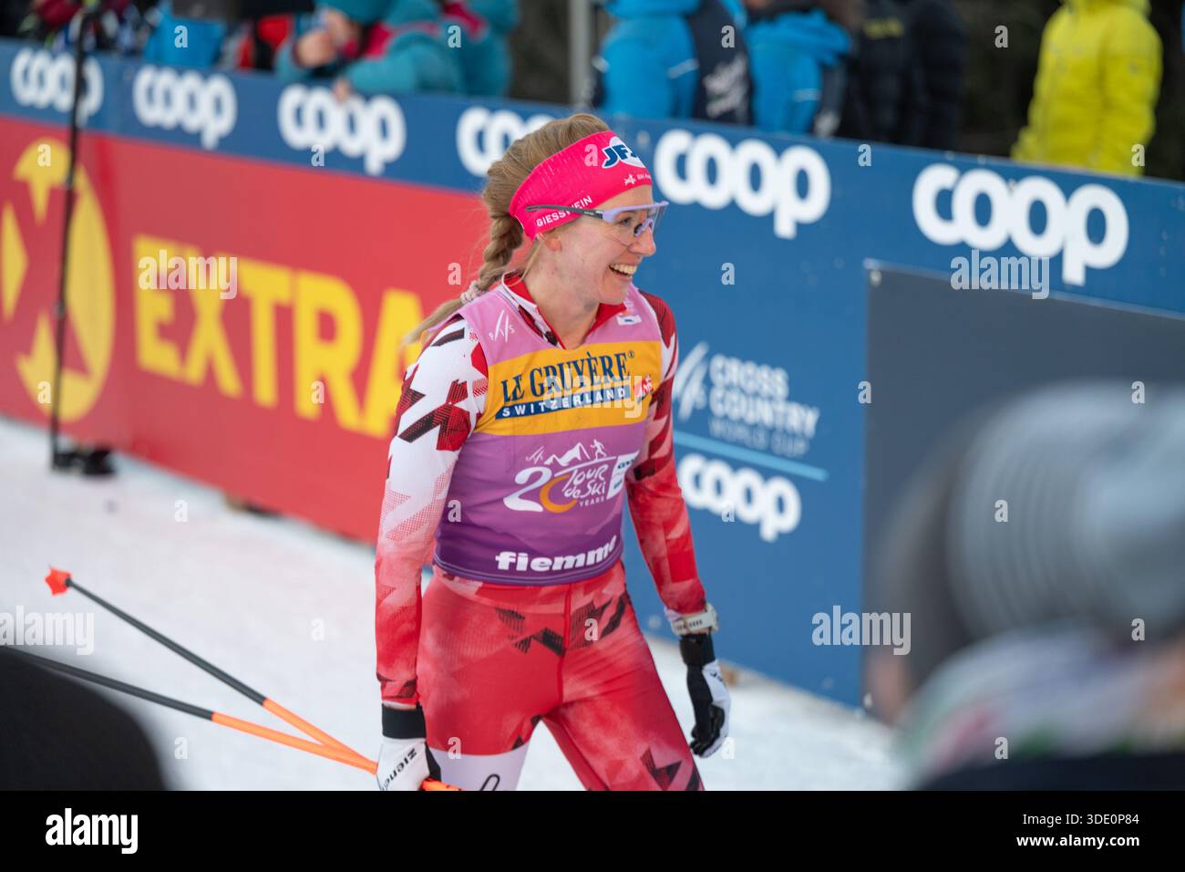 Teresa Stadlober (AUT) finishing the women's vertical climb during 2026 ...