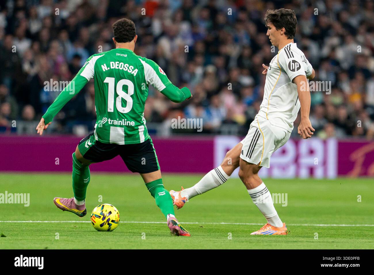 Real Madrid CF’s Gonzalo Garcia (r) and Real Betis Balompie's Nelson ...