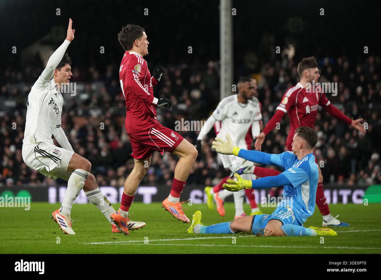 Liverpool's Florian Wirtz scores his side's first goal, allowed after a ...