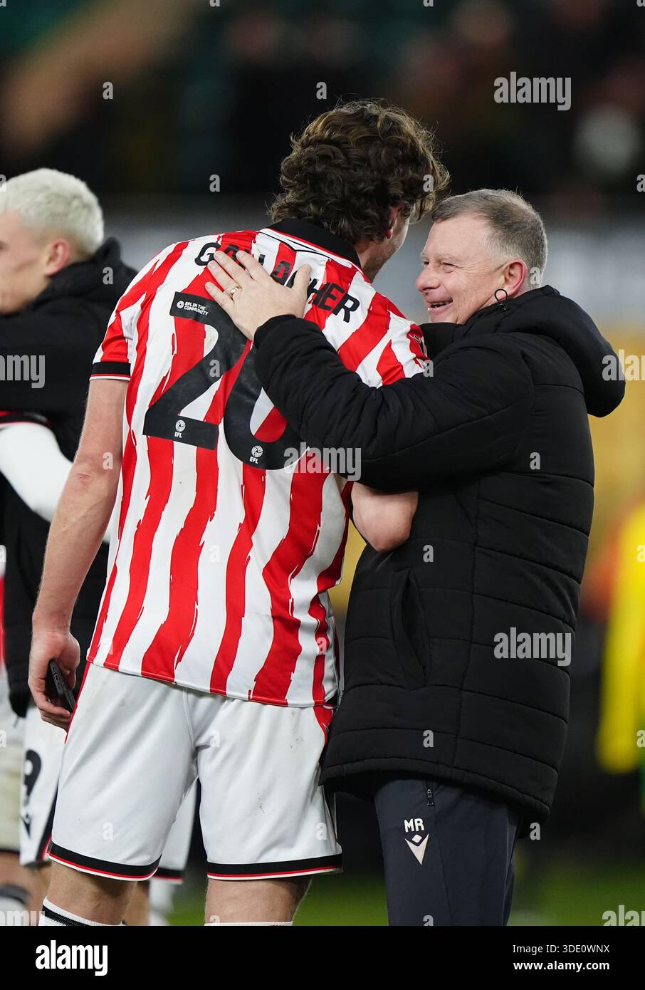 Stoke City manager Mark Robins and Sam Gallagher after the final ...
