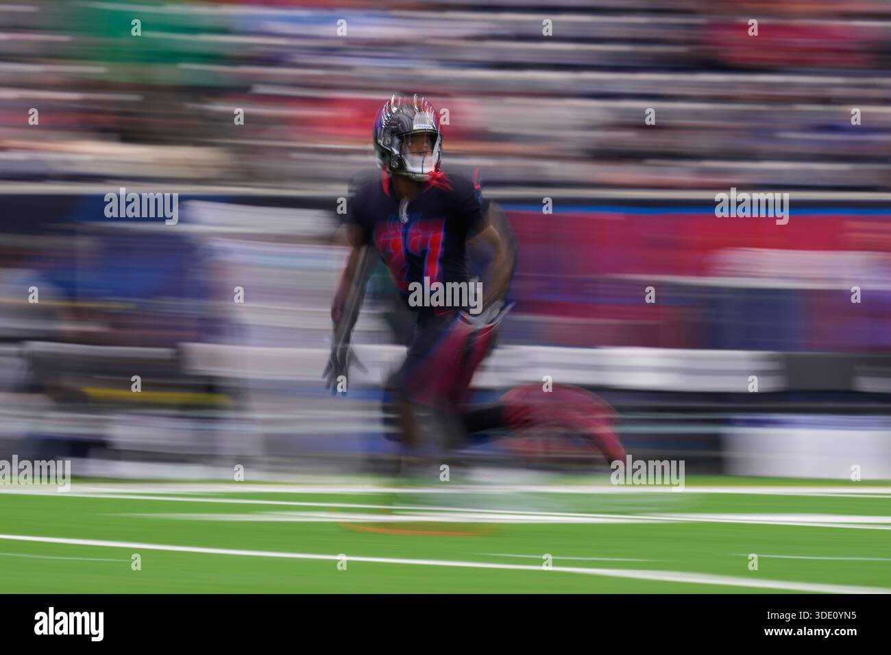 Houston Texans running back Woody Marks (27) warms up before an NFL ...