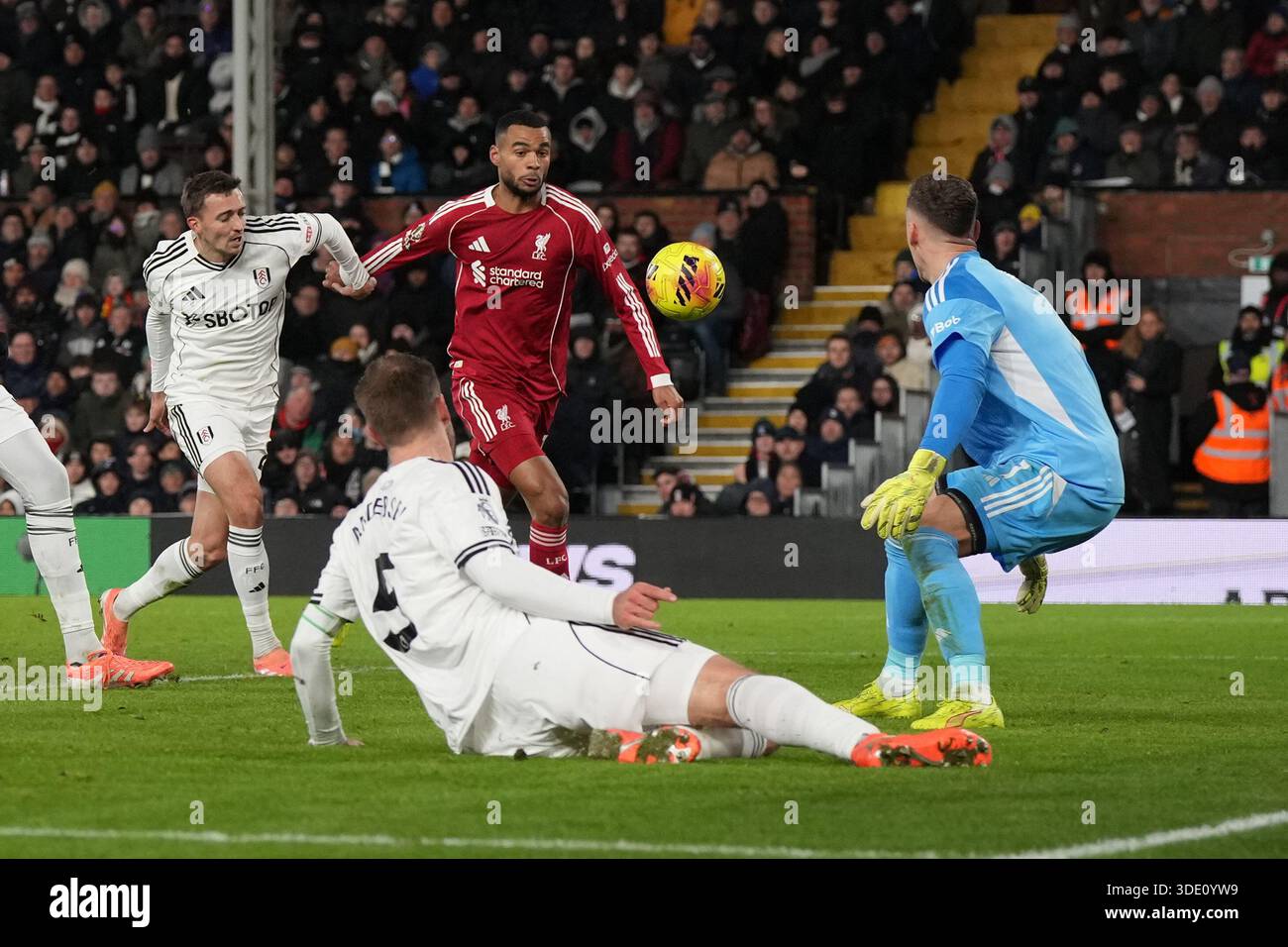 Liverpool's Cody Gakpo scores his side's second goal during the English ...