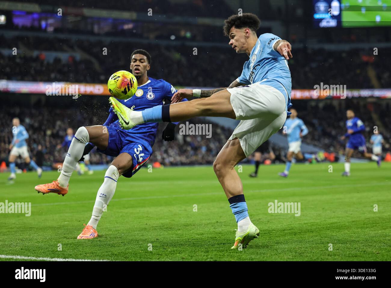 Nico O'Reilly of Manchester City crosses the ball during the Premier ...