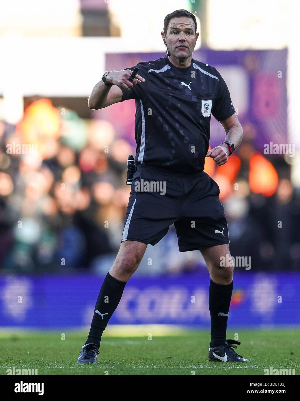 Referee, James Linington gestures during the Sky Bet Championship match ...