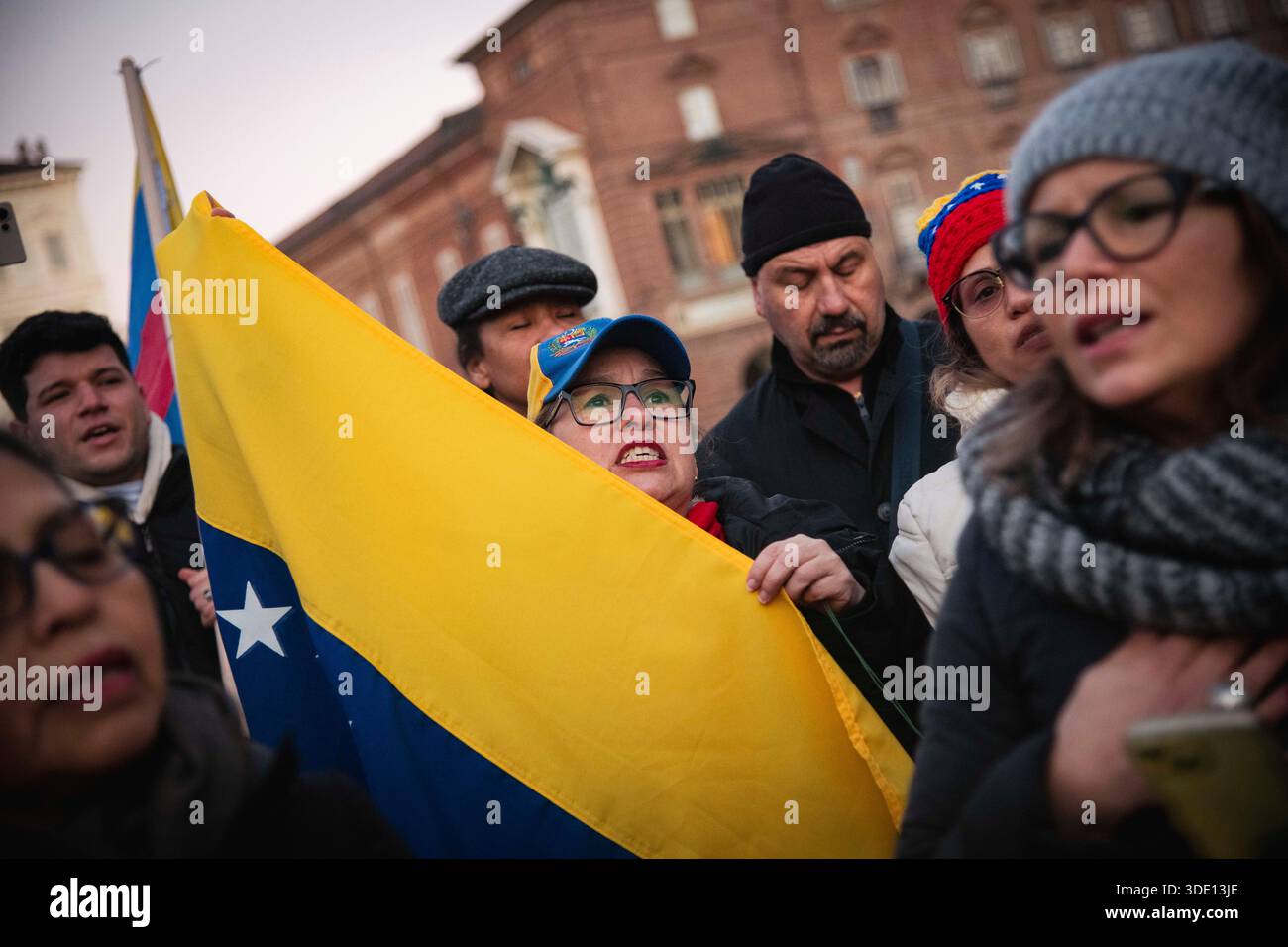 January 4, 2026, Turin, Turin, Italy: Turin (Italy), Venezuelans gather ...