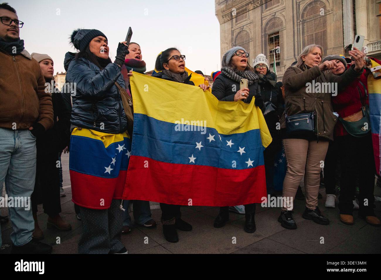 January 4, 2026, Turin, Turin, Italy: Turin (Italy), Venezuelans gather ...