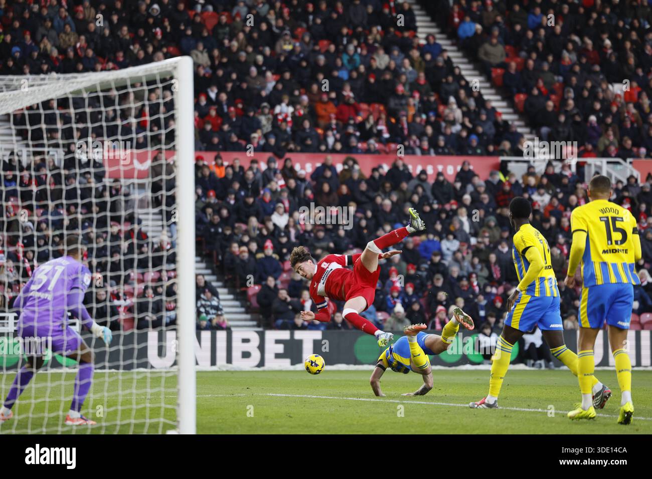 Middlesbrough's Hayden Hackney (centre left) is fouled by Southampton's ...