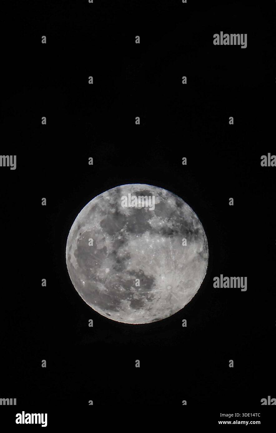 A cinematic view shows the first full moon of the year, traditionally ...