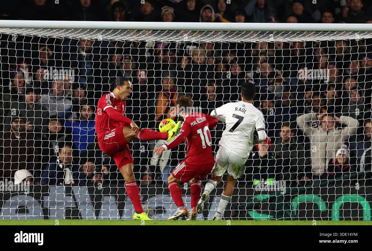 London, England, 4th January 2026. Virgil van Dijk of Liverpool clears ...