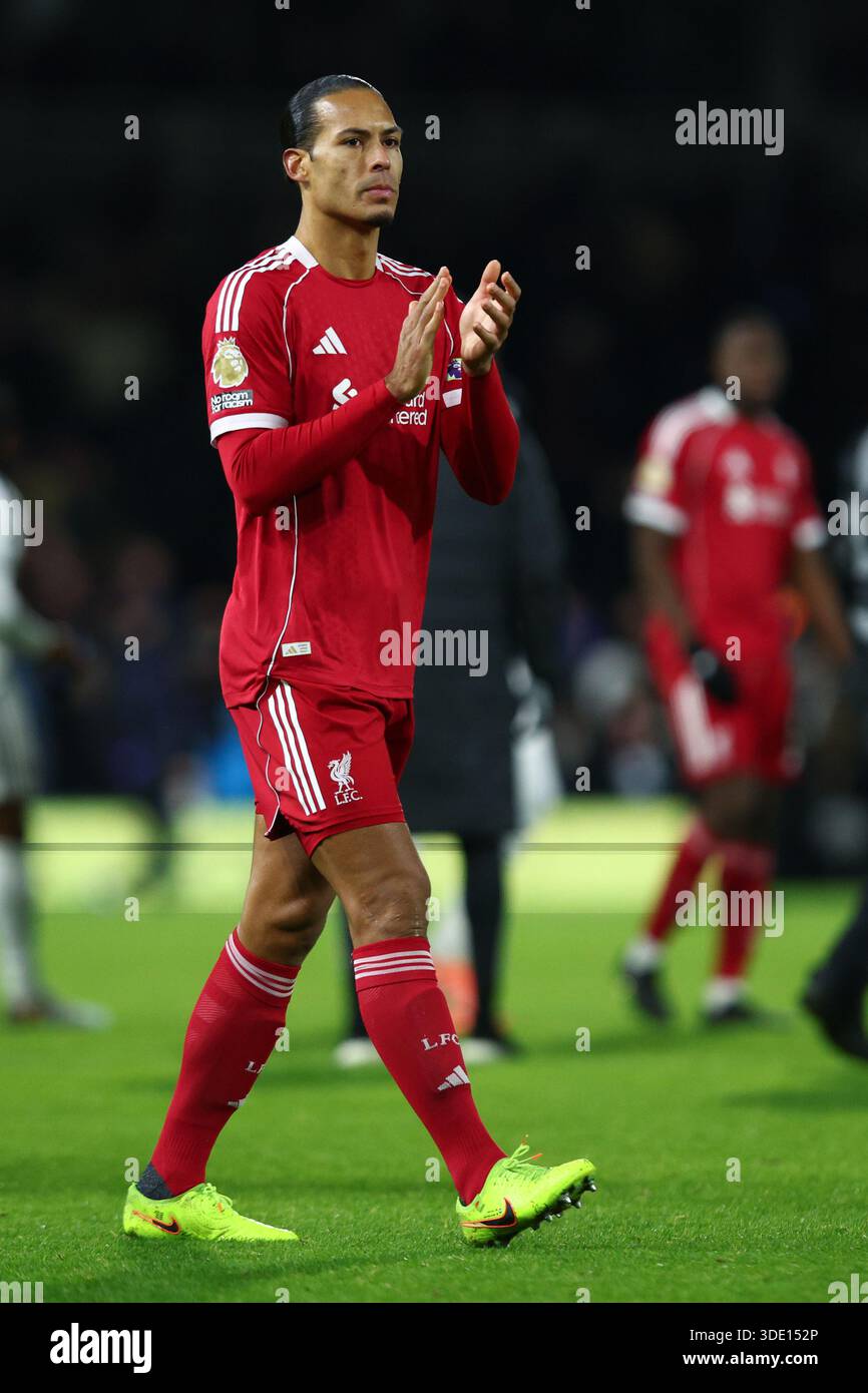 LONDON, UK - 4th Jan 2026: Virgil van Dijk of Liverpool applauds the ...