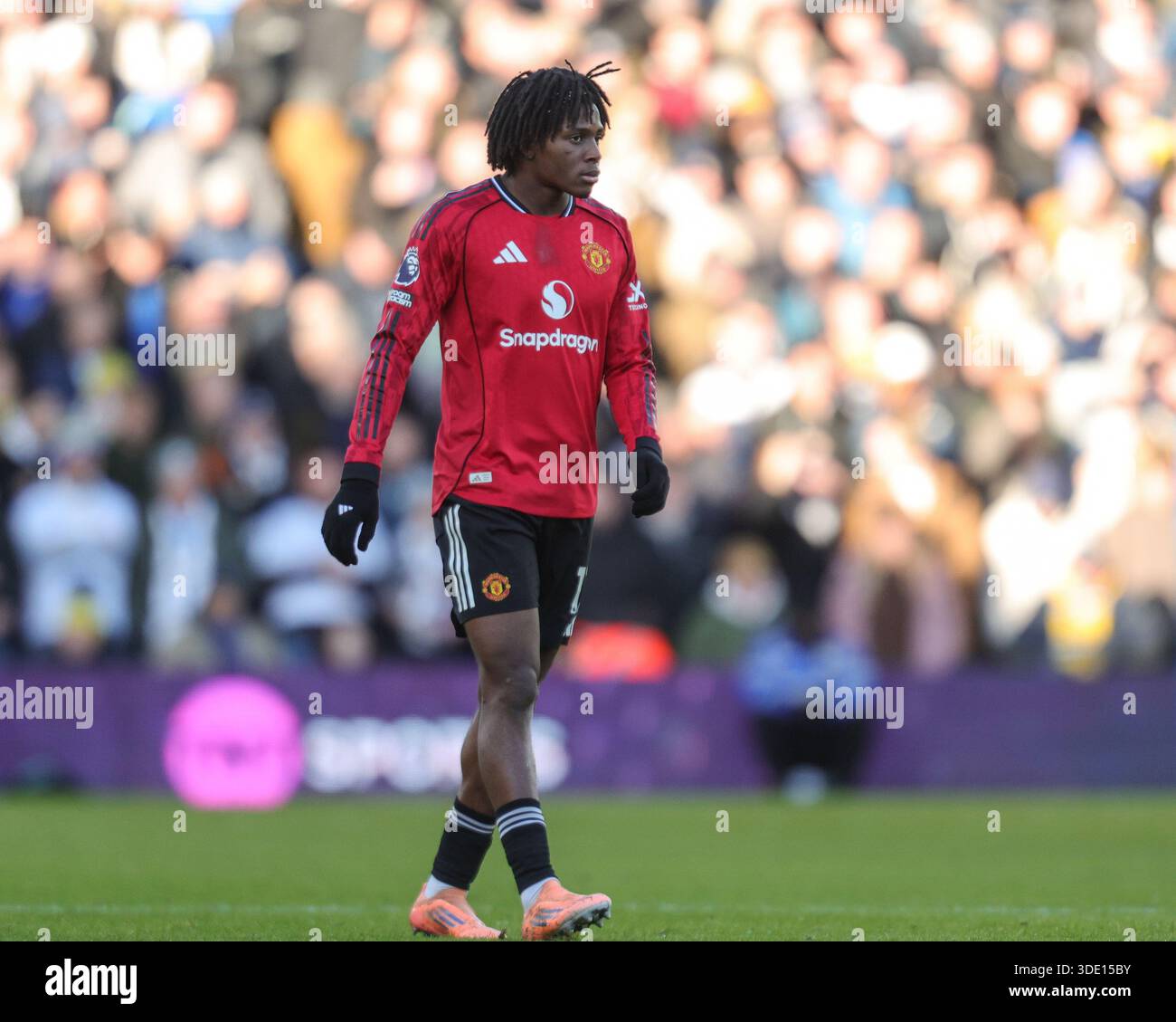 Patrick Dorgu of Manchester United during the Premier League match ...