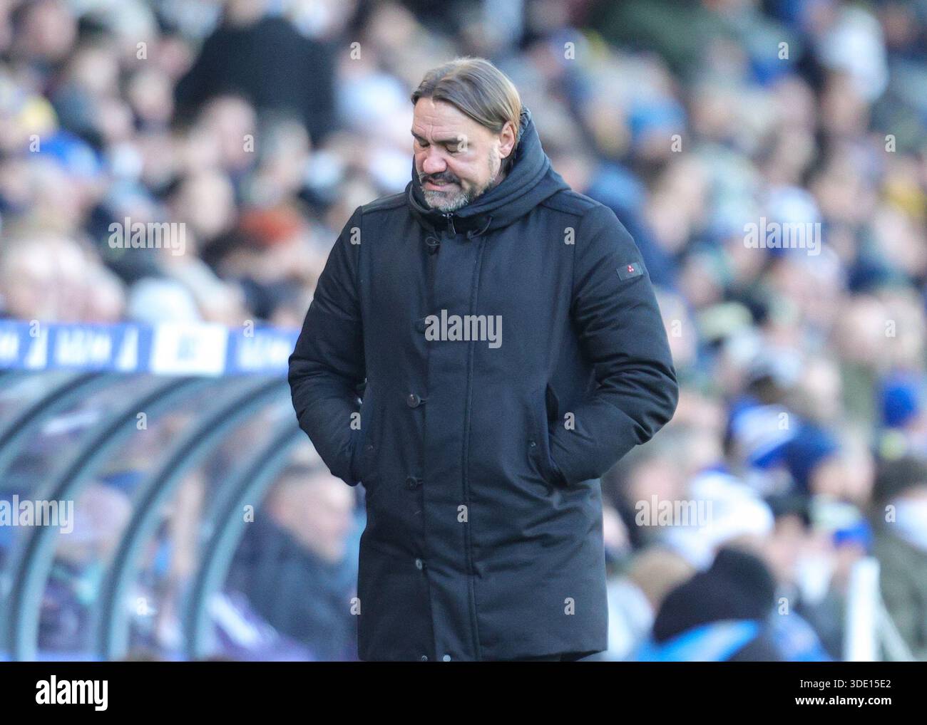 Daniel Farke manager of Leeds United reacts during the Premier League ...