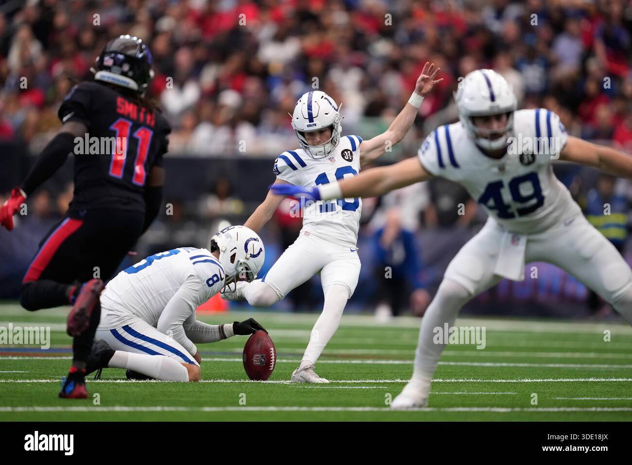 Indianapolis Colts place kicker Blake Grupe (10) kicks a field goal ...