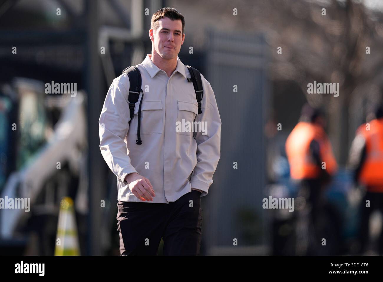 Philadelphia Eagles quarterback Tanner McKee arrives for an NFL ...