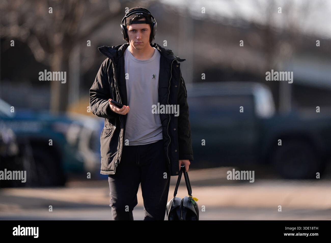 Philadelphia Eagles punter Braden Mann arrives for an NFL football game ...
