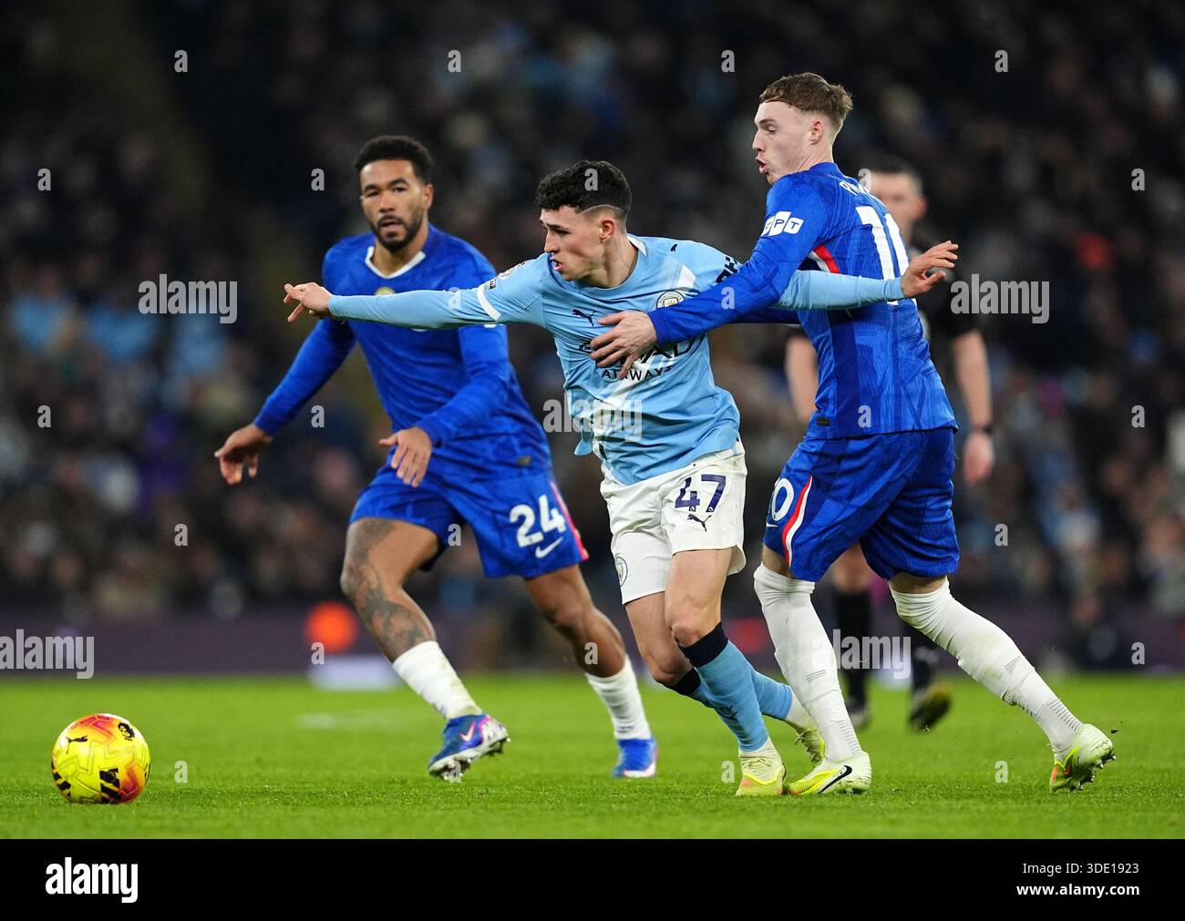 Chelsea's Reece James, Manchester City's Phil Foden, and Chelsea's Cole ...