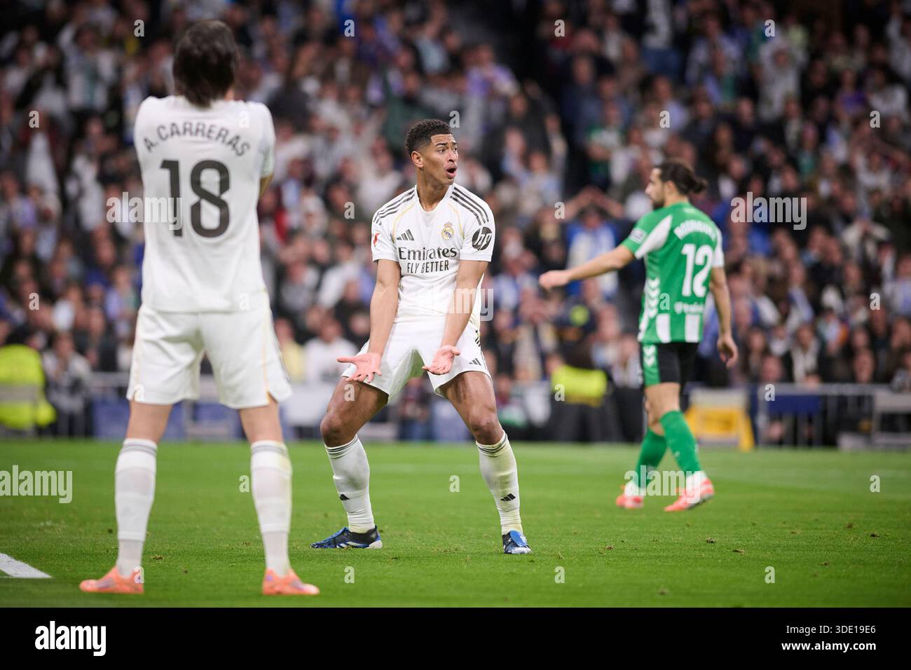 Real Madrid CF’s Alvaro Carreras and Jude Bellingham during La Liga ...