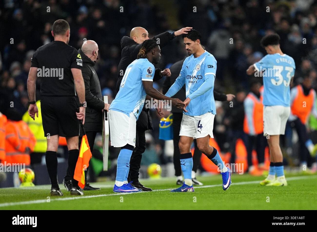 Manchester City's Tijjani Reijnders is substituted off for team-mate ...